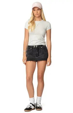 EDIKTED Daphney Rib T-shirt - Light-gray
