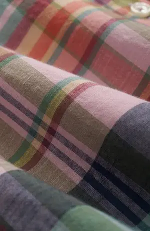 Brooks Brothers Madras Plaid Short Sleeve Button-down Shirt