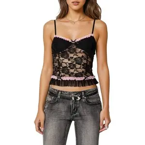 EDIKTED Ellen Sheer Lace Crop Camisole