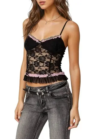 EDIKTED Ellen Sheer Lace Crop Camisole
