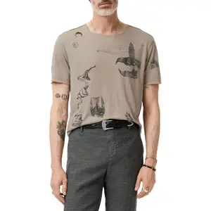 John Varvatos Raw Edge Double Layer Doodle Print T-shirt