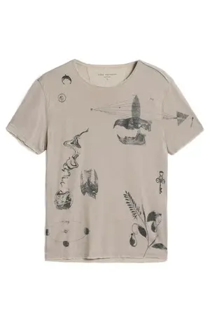John Varvatos Raw Edge Double Layer Doodle Print T-shirt
