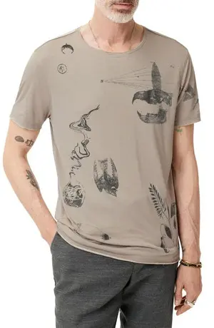 John Varvatos Raw Edge Double Layer Doodle Print T-shirt