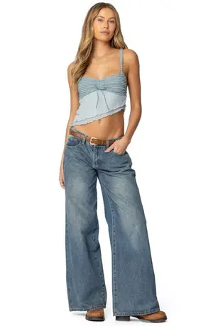 EDIKTED Asymmetric Ruffle Camisole - Light-blue