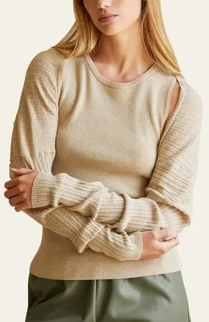 Crescent Ribbed Cardigans For Women