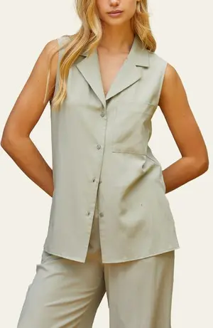 CRESCENT Tencel-cotton Blend Sleeveless Top