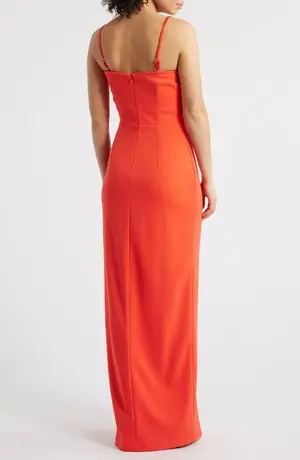 Vince Camuto Drape Neckline Sleeveless Gown - Poppy