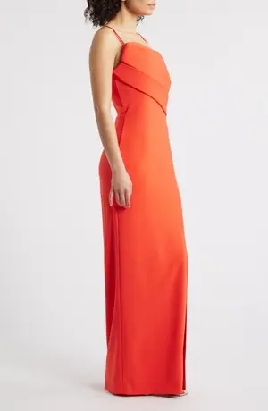 Vince Camuto Drape Neckline Sleeveless Gown - Poppy