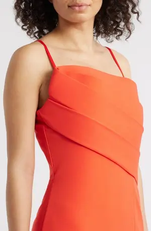 Vince Camuto Drape Neckline Sleeveless Gown - Poppy