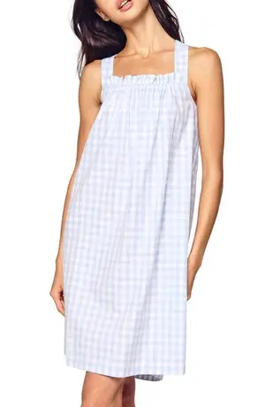 PETITE PLUME Annabelle Gingham Brushed Cotton Twill Nightgown