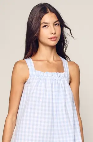 PETITE PLUME Annabelle Gingham Brushed Cotton Twill Nightgown