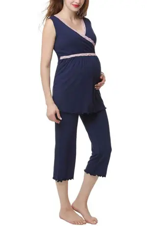 KIMI + KAI Penny Maternity/nursing Pajamas Set - Navy