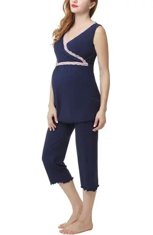 KIMI + KAI Penny Maternity/nursing Pajamas Set - Navy