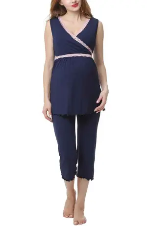 KIMI + KAI Penny Maternity/nursing Pajamas Set - Navy