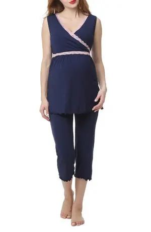 KIMI + KAI Penny Maternity/nursing Pajamas Set - Navy