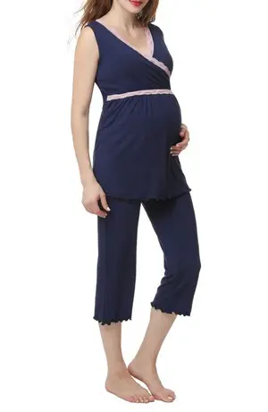 KIMI + KAI Penny Maternity/nursing Pajamas Set - Navy