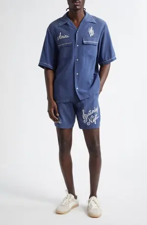 Amiri Saturday Night Camp Shirt In Navy - 55% Off | Editorialist