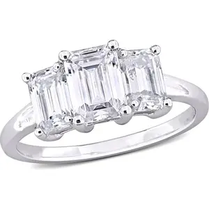 JULIANNA B. Emerald Cut Moissanite 3-stone Ring - Sterling Silver