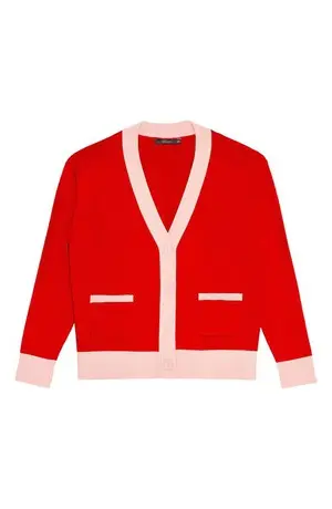 Deluc Déluc. Lisboa Contrast Trim Cardigan - Red With Pink Details