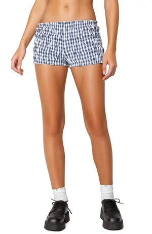 EDIKTED Gingham Smocked Microshorts