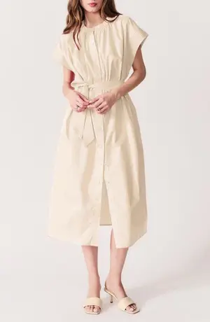 Deluc Déluc. Cancela Cap-sleeve Cotton Poplin Shirtdress - Butter