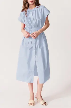 DELUC DÉLUC. Cancela Cap-Sleeve Cotton Poplin Shirtdress