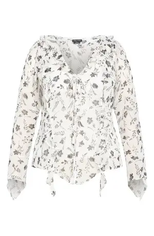 City Chic Floral Ruffle Top - Aria Mono