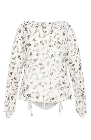 City Chic Floral Ruffle Top - Aria Mono