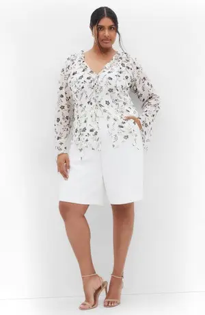 City Chic Floral Ruffle Top - Aria Mono