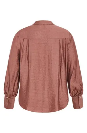 City Chic Rosabella Satin Shirt - Roseberry