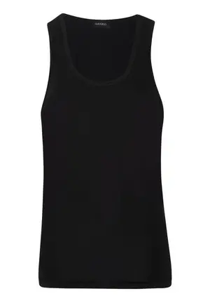 Hanro Cotton Superior Fitted Cotton Tank Top - Black