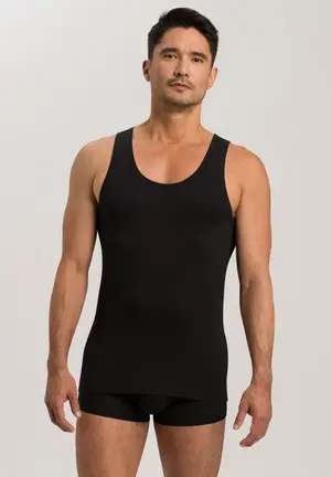 Hanro Cotton Superior Fitted Cotton Tank Top - Black