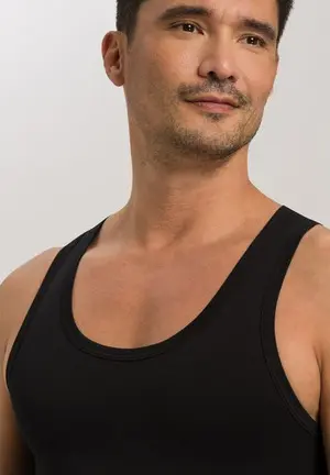 Hanro Cotton Superior Fitted Cotton Tank Top - Black