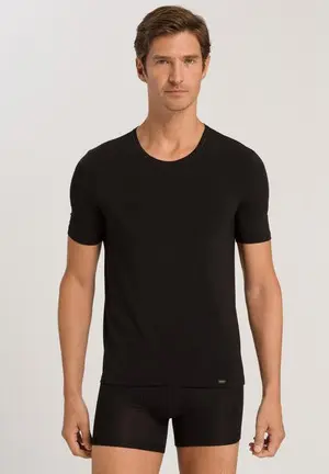 Hanro Natural Function Tencel™ And Cotton Fitted Crew Neck T-shirt - Deep Black