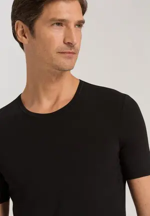 Hanro Natural Function Tencel™ And Cotton Fitted Crew Neck T-shirt - Deep Black