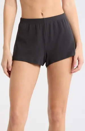SKIMS Stretch Cotton Rib Loose Shorts - Soot