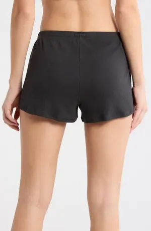 SKIMS Stretch Cotton Rib Loose Shorts - Soot