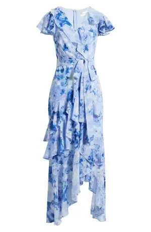 eliza j asymmetric hem lace dress Eliza J Women's Lace Halter Handkerchief-Hem Midi Dress