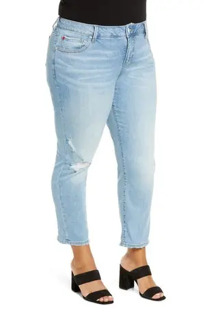 SLINK JEANS Distressed Crop Boyfriend Jeans