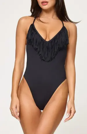 L*Space Deert Days Fringe One-piece Swimsuit - Black
