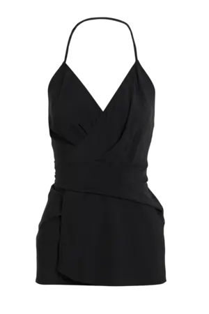 Rick Owens Rick Owens Laura Draped Crepe Halterneck Wrap Top - Black
