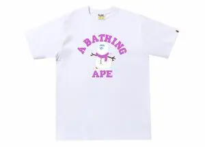 A BATHING APE Snowman College Tee Shirt - White