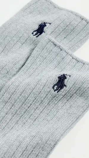 Polo Ralph Lauren Cotton Rib Crew Socks - Light Heather Grey