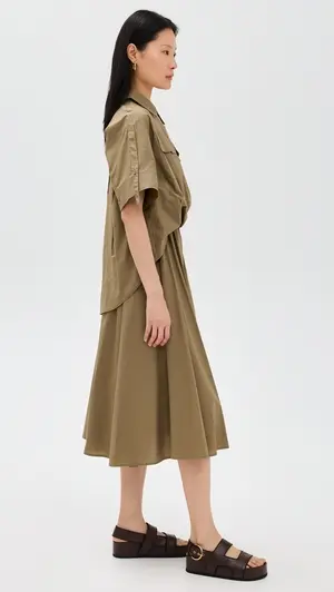 MEIMEIJ Oversized Button-down Ruched Dress