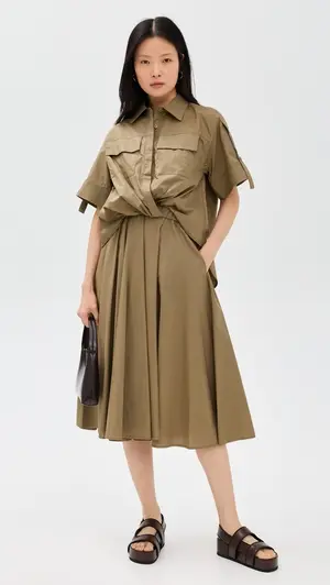 MEIMEIJ Oversized Button-down Ruched Dress