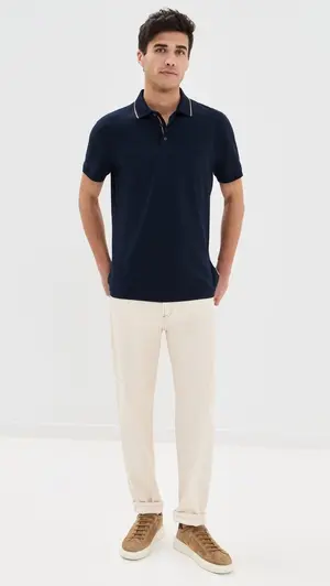 Orlebar Brown Dominic Fine Ribbon Polo - Night Iris