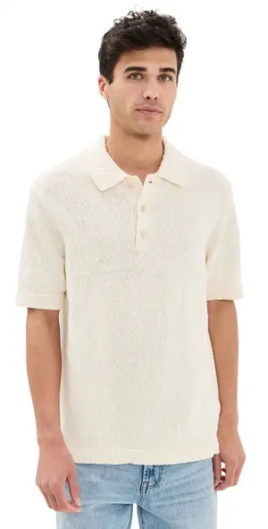 Nn07 Randy Boucle Knit Polo - Ecru