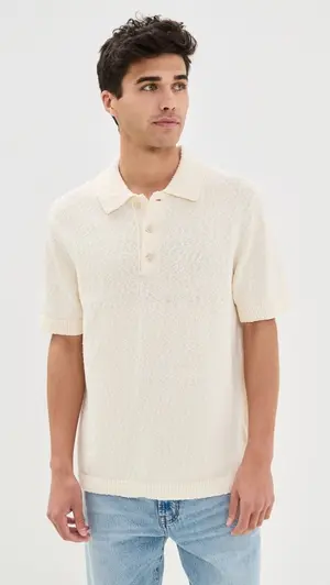 Nn07 Randy Boucle Knit Polo - Ecru