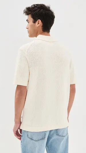 Nn07 Randy Boucle Knit Polo - Ecru