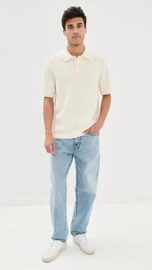 Nn07 Randy Boucle Knit Polo - Ecru